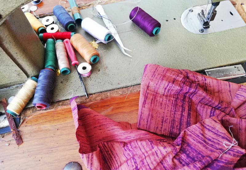 Groups of Colorful Sewing Thread at the Taylor Workshop Stock Photo ...