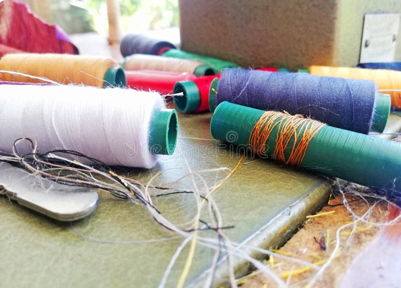 Groups of Colorful Sewing Thread at the Taylor Workshop Stock Photo ...