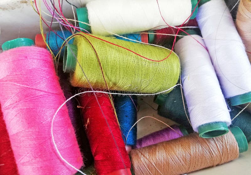 Groups of Colorful Sewing Thread at the Taylor Workshop Stock Photo ...