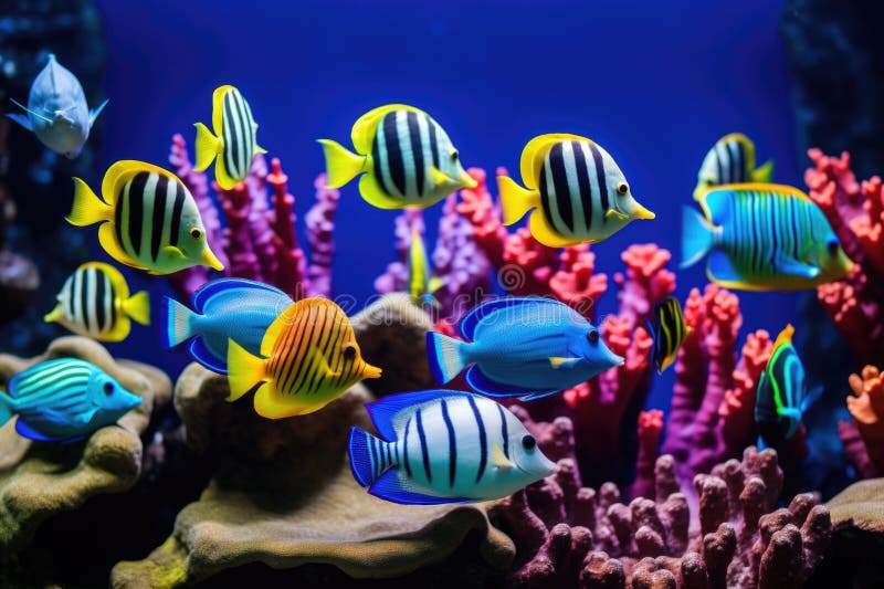 Groups of Colorful Tropical Fish Together Stock Image - Image of coral ...
