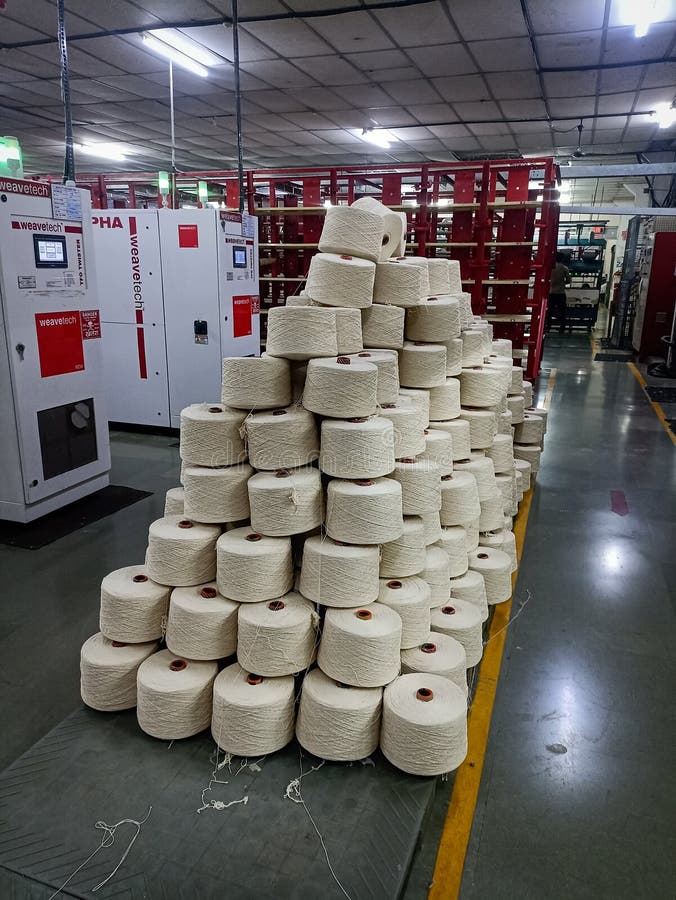 Groups of Cotton Yarn Bobbin Put Together on the Table for Weaving ...