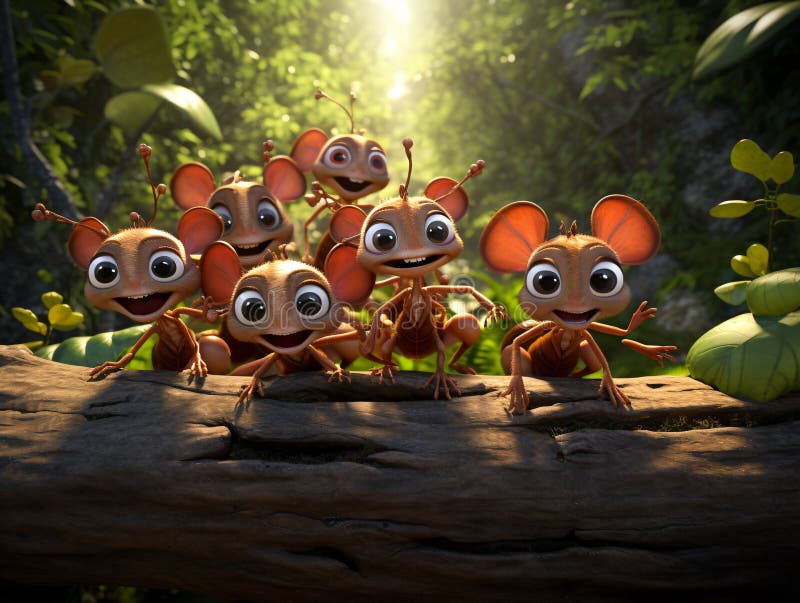 Groups of Cute Ants Insect stock illustration. Illustration of green ...