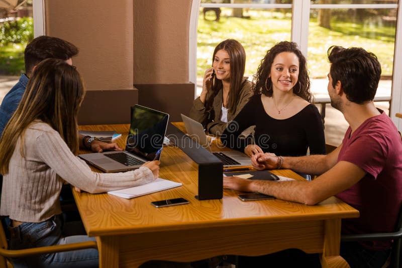 Group of Students Working Together Stock Image - Image of latino, male ...