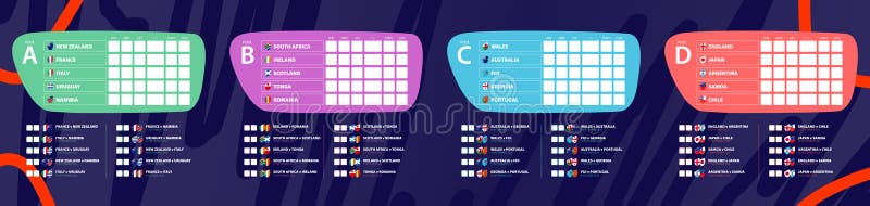 Groups Participants Flags and Games Icon of Rugby Competition 2023 ...