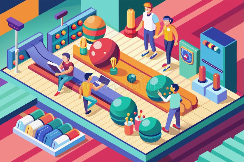 Groups of People Engage in Various Bowling Activities, Rolling Balls ...