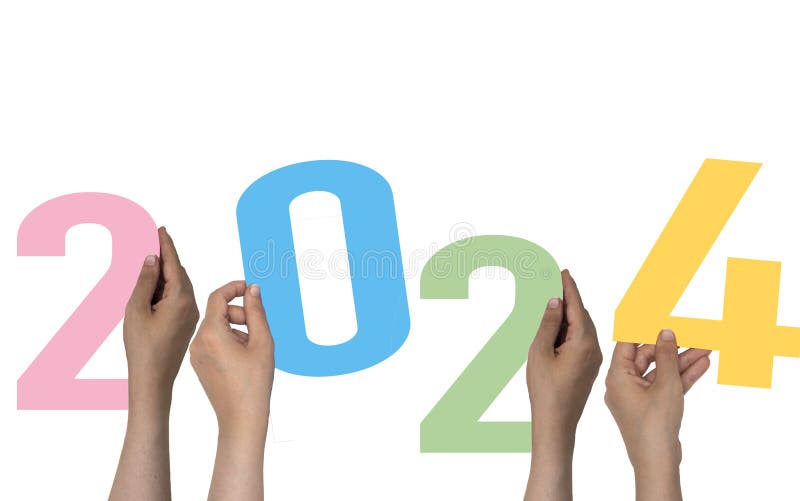 Groups of People Holding Numbers and Forming 2024 New Year Concept ...