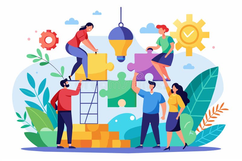 Groups of People are Working Together To Build a Flat Lamp Design Using ...