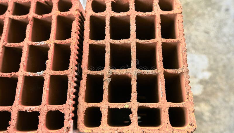 Groups of Red Bricks Standing Side by Side Stock Photo - Image of brown ...