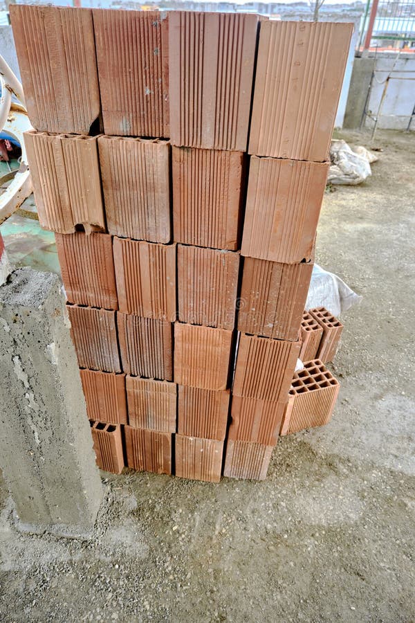Groups of Red Bricks Standing Side by Side Stock Image - Image of ...