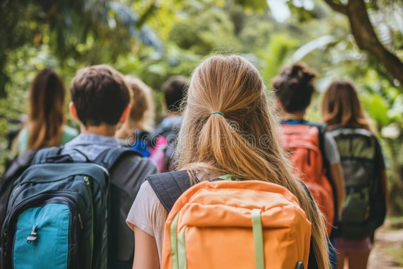 Students Explore a Natural Trail during an Outdoor Adventure in Lush ...