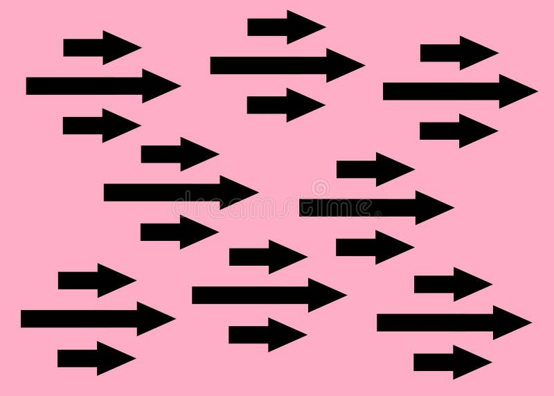 Groups of Three Bold Black Arrows Pointing Right Middle Arrow is Longer ...