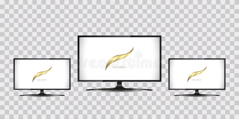 Groups of Three LED TV Screen Mock Up Design, Vector LCD Flate TV ...