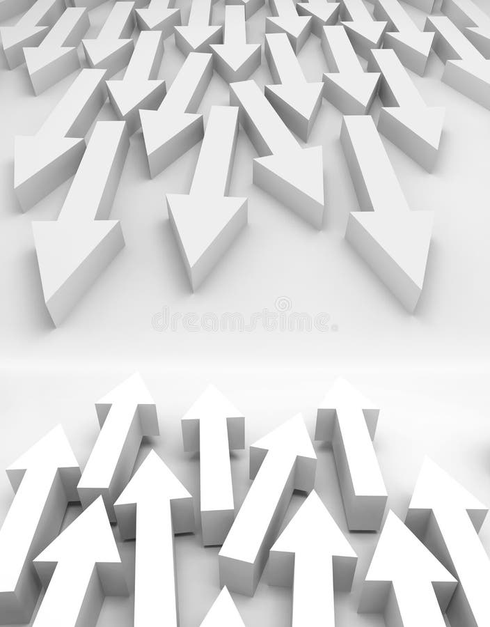 Groups of White Arrows Going Towards Each Other Stock Illustration ...