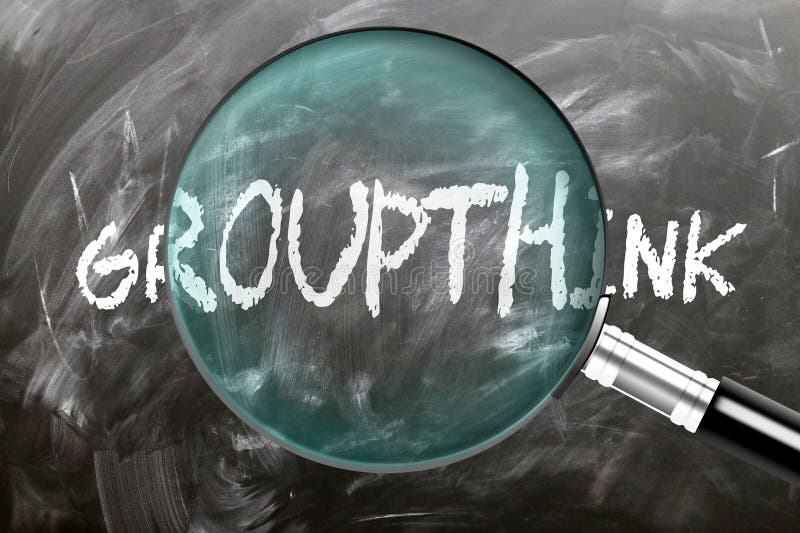 Learn, Study and Inspect Groupthink. a Magnifying Glass Enlarging Word ...