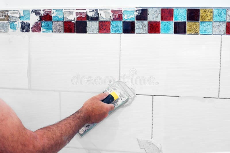 Grouting tiles stock photo. Image of foam, people, float - 42304516