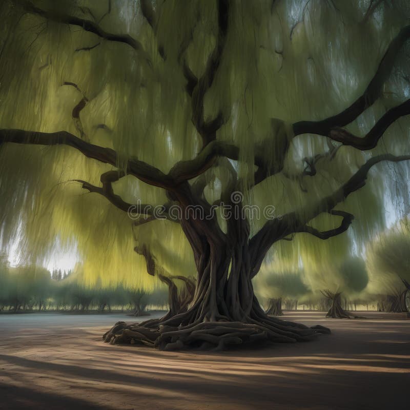 A Grove of Ancient Willow Trees Whose Branches Intertwine To Form ...