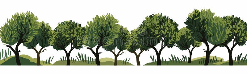 Grove of Olive Trees Vector Simple 3d Smooth Cut Isolated Illustration ...