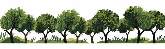 Grove of Olive Trees Vector Simple 3d Smooth Cut Isolated Illustration ...
