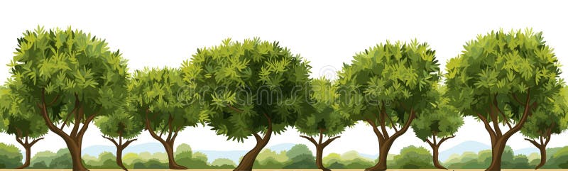 Grove of Olive Trees Vector Simple 3d Smooth Cut Isolated Illustration ...