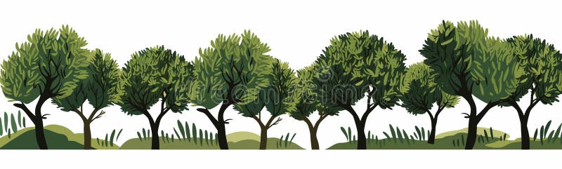 Grove of Olive Trees Vector Simple 3d Smooth Cut Isolated Illustration ...