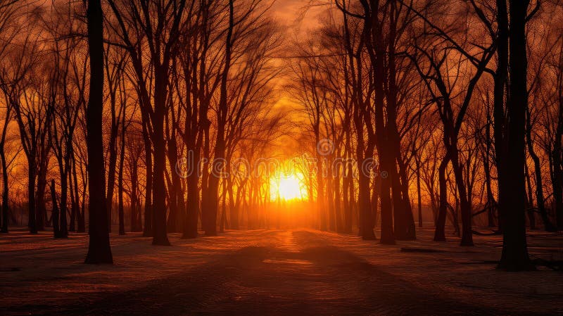 Grove sun woods stock image. Image of serene, orange - 321015891