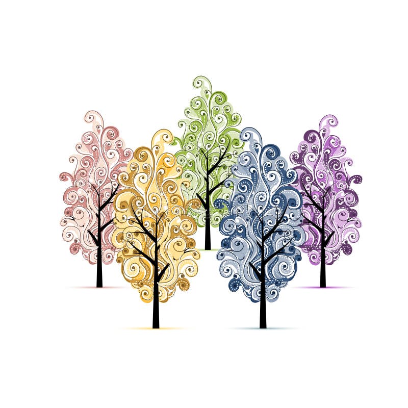 Grove with Trees for Your Design Stock Vector - Illustration of green ...