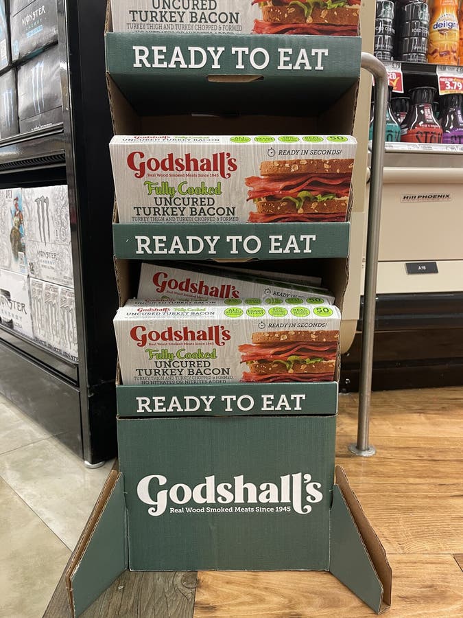 Grocery Store Godshalls Fully Cooked Turkey Bacon Display Editorial ...
