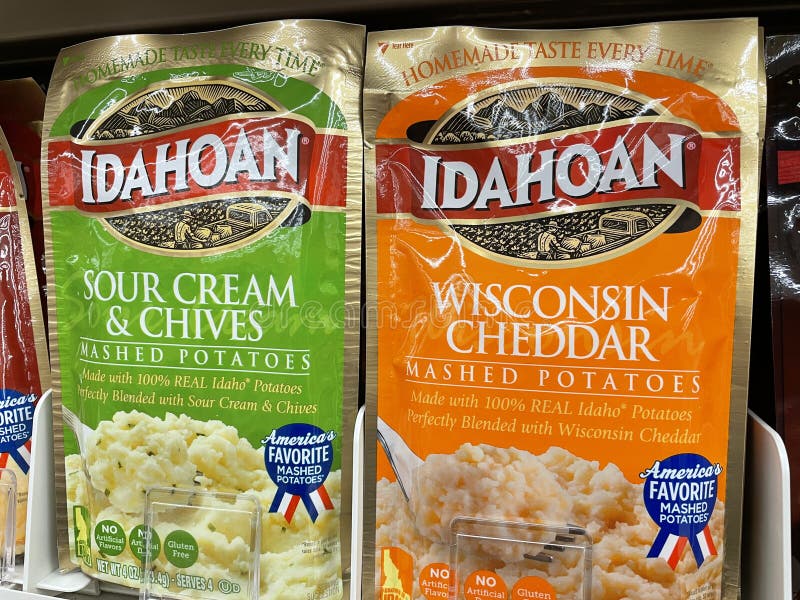Retail Grocery Store Idahoan Mashed Potatoes Variety Sour Cream ... Retail Grocery Store Idahoan Mashed Potatoes Variety Sour Cream ...