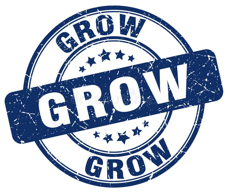 Grow blue square button stock illustration. Illustration of word - 90003599