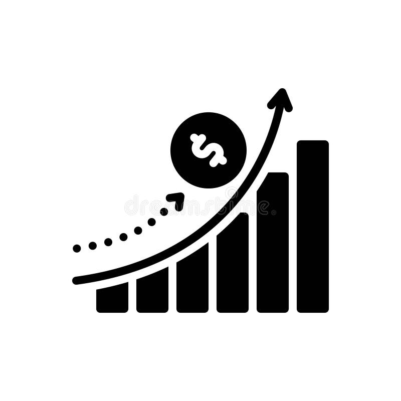 Black Solid Icon for Grow, Money and Financial Stock Illustration ...