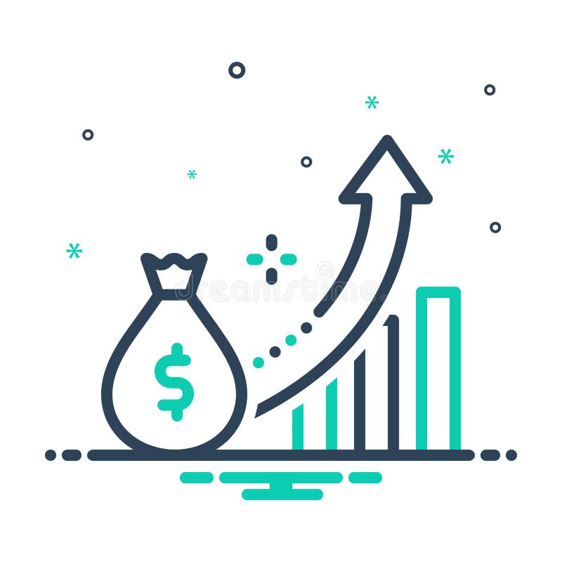 Mix Icon for Grow, Money Bag and Financial Stock Illustration ...
