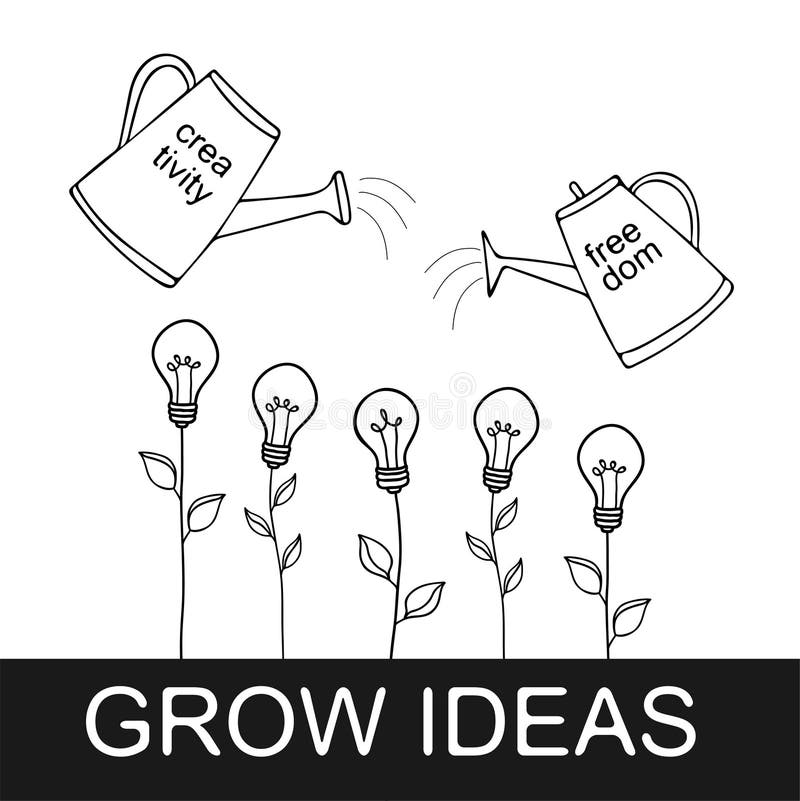 Grow ideas hand lettering. stock illustration. Illustration of doodle ...