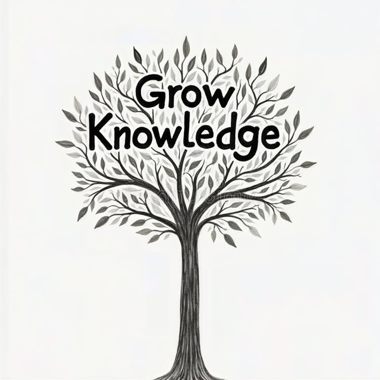 Grow Knowledge Tree stock illustration. Illustration of learning ...