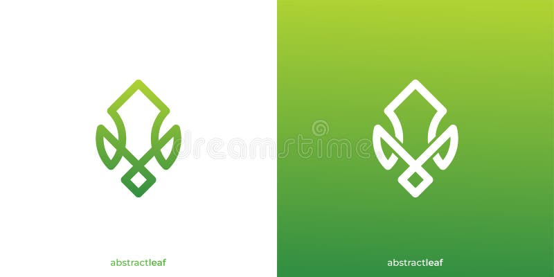 Abstract Grow Leaf Logo. Green Leaf with Abstract Arrow Up with ...