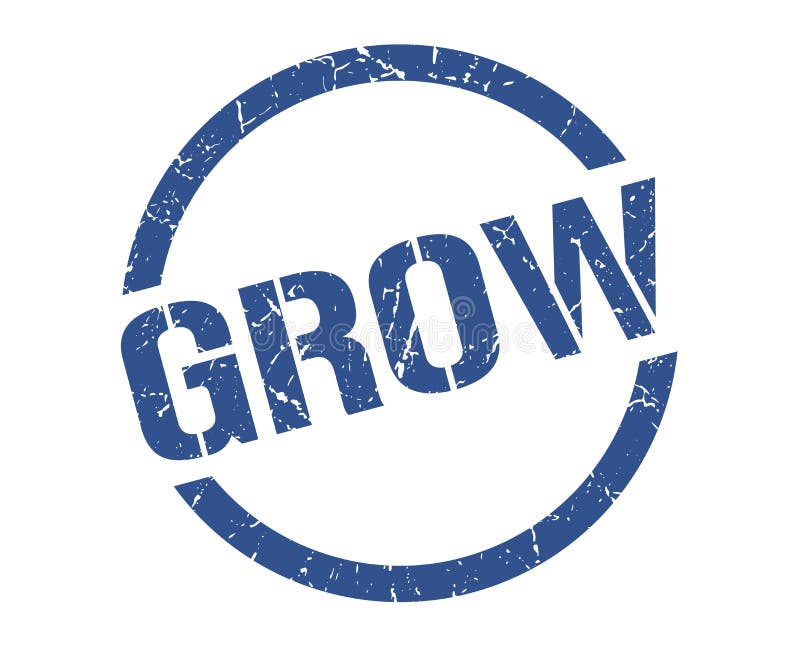 Grow stamp stock vector. Illustration of sticker, blue - 136960593