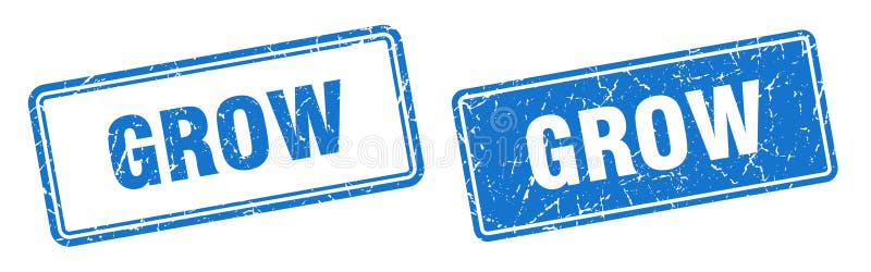 Grow Stamp Set. Grow Square Grunge Sign Stock Vector - Illustration of ...
