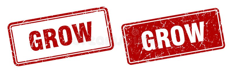 Grow Stamp Set. Grow Square Grunge Sign Stock Vector - Illustration of ...