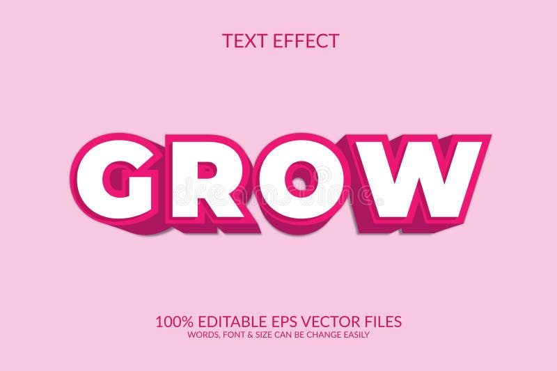 Grow Vector Eps 3d Text Effect Illustration. Stock Illustration ...