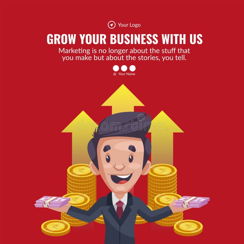 Grow Your Business Banner Design Template Stock Vector - Illustration ...