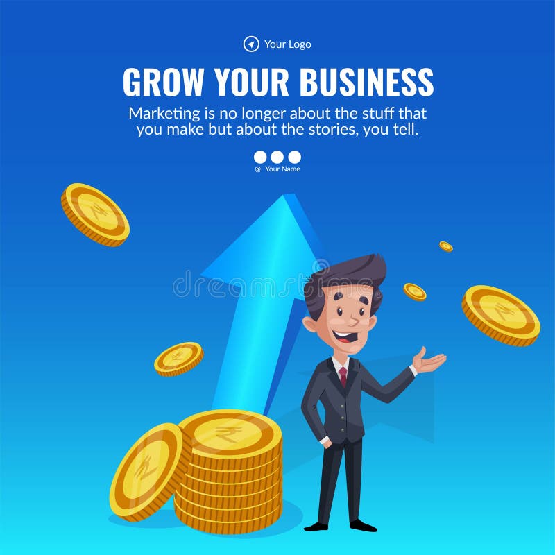 Grow Your Business Banner Design Template Stock Vector - Illustration ...