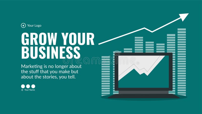 Grow Your Business Landscape Banner Design Stock Vector - Illustration ...