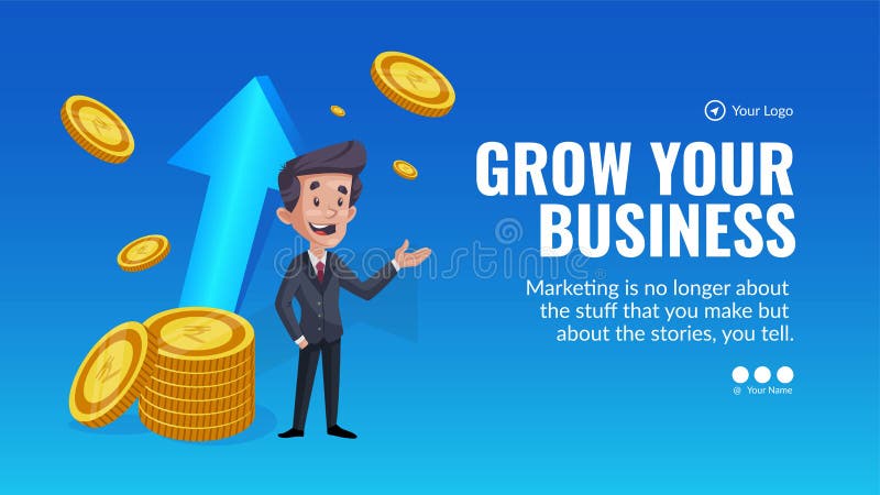Grow Your Business Landscape Banner Design Stock Vector - Illustration ...