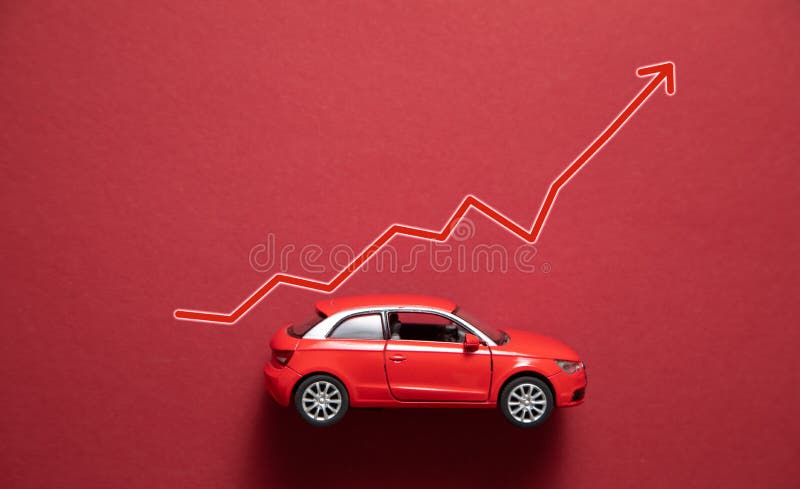 Growing Arrow with a Car Model. Rising Car Sales or Cost Stock Image ...