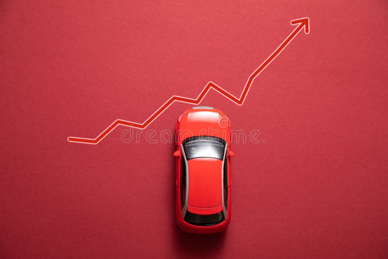 Growing Arrow with a Car Model. Rising Car Sales or Cost Stock Photo ...