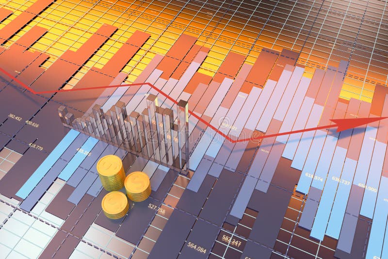 Growing Arrow of Economical Data, Financial Statistic, 3d Rendering ...