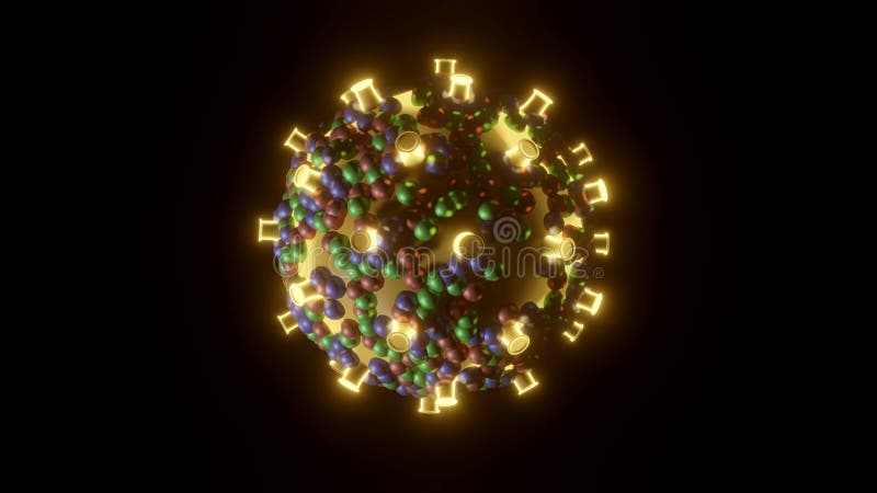 The Growing, Balloon-forming Glowing Body of the Coronavirus. 3D Render ...