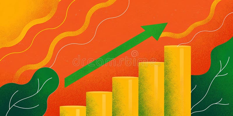 Growing Bar Chart with Arrow. Generative AI Stock Illustration ...
