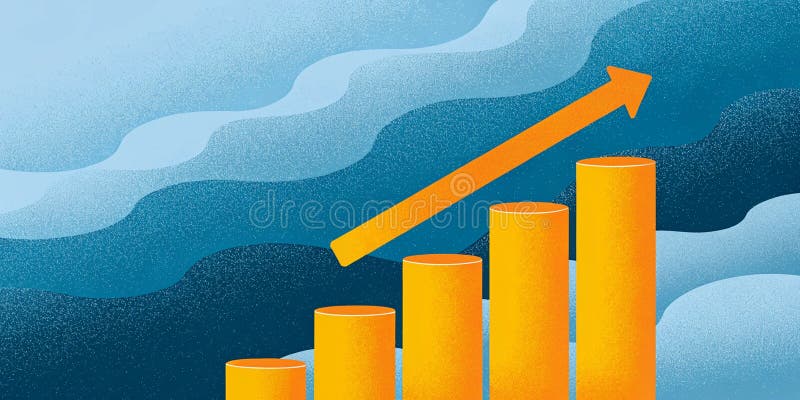 Growing Bar Chart with Arrow. Generative AI Stock Illustration ...
