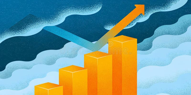 Growing Bar Chart with Arrow. Generative AI Stock Illustration ...