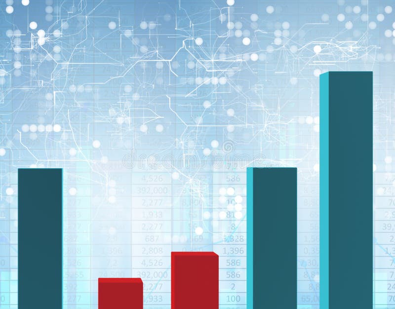 Growing Bar Charts in Economic Recovery Concept - 3d Rendering Stock ...